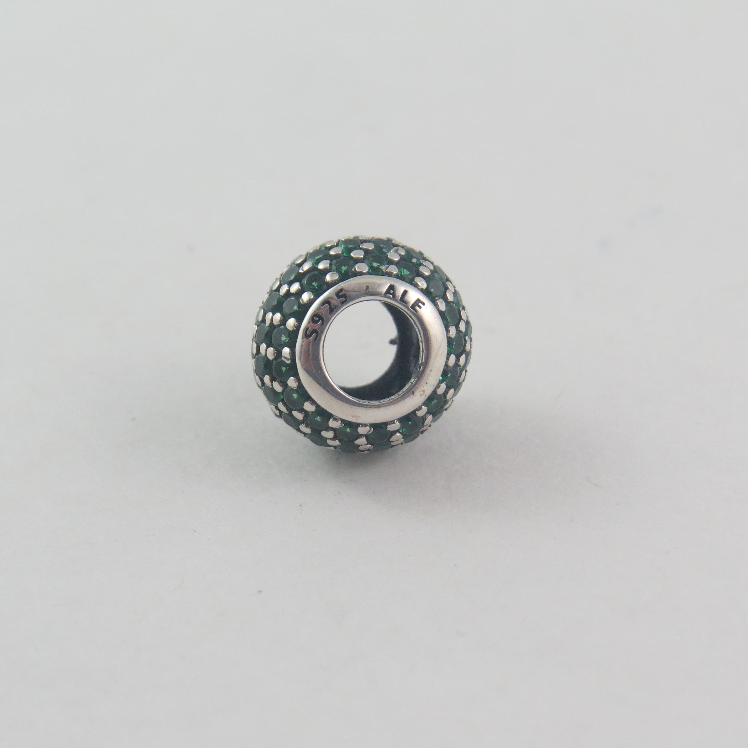 Authentic Pandora Green Pavé Ball Charm – Sterling Silver Bead, Fits ...