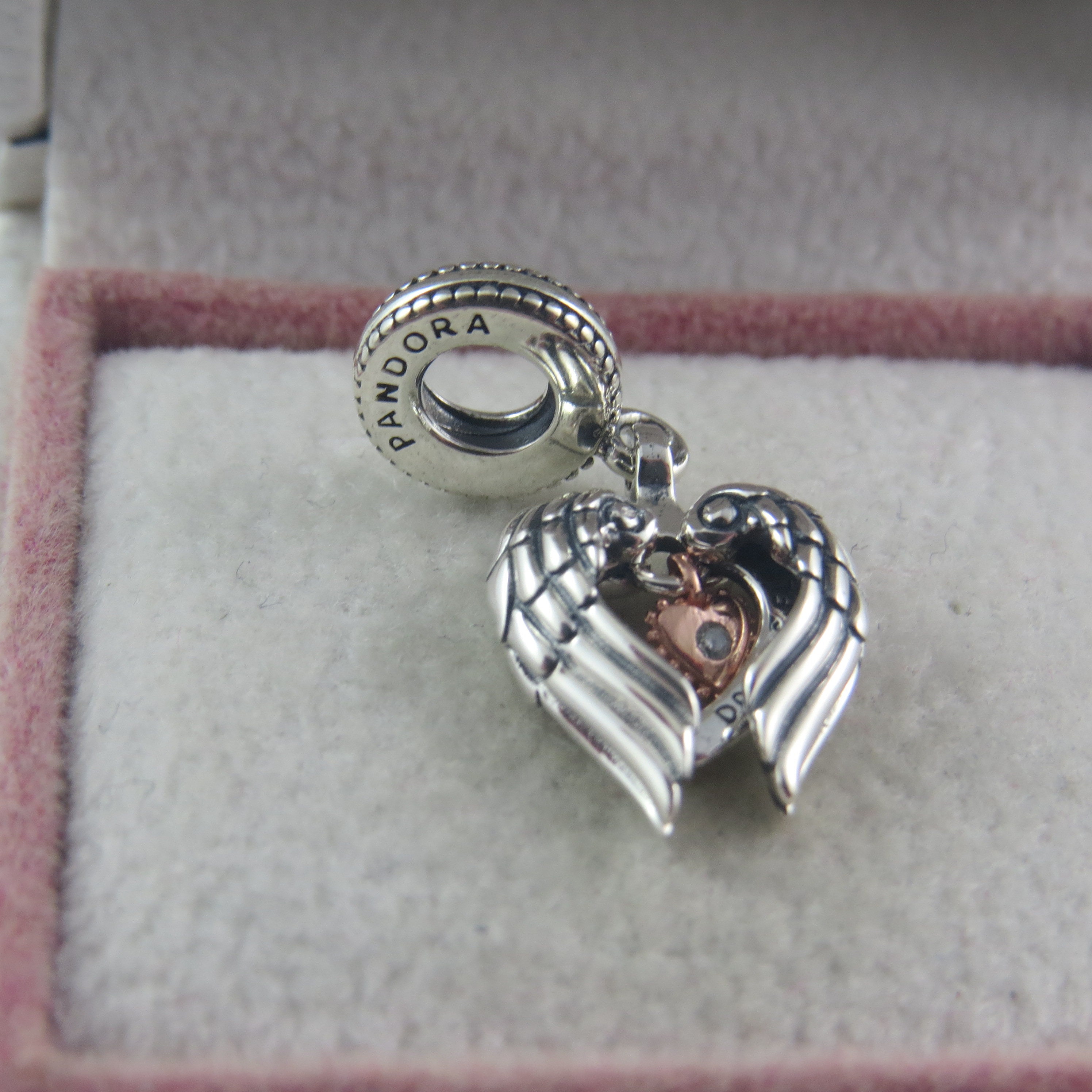 Angel Wings & Heart Dangle Charm/s925 Ale Sterling - Etsy UK