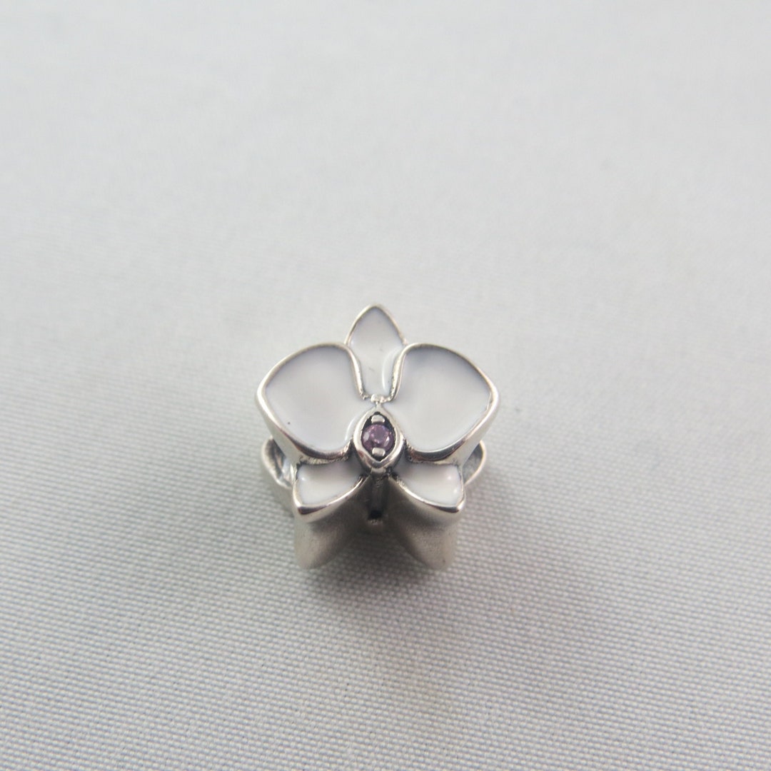 Pandora Flower Charm White Orchid Flower Charm Floral Charm Flowers ...