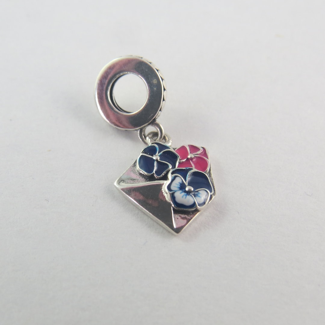 Authentic Pandora Pansy Flower Envelope Charm – Sterling Silver Bead ...