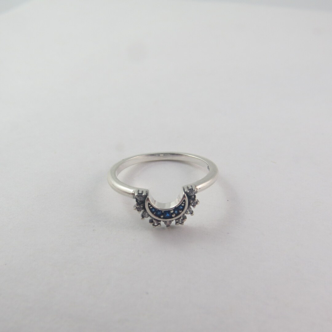 Celestial Blue Sparkling Moon Ring Size 54 Ring Size 7 Ring Gifts for ...