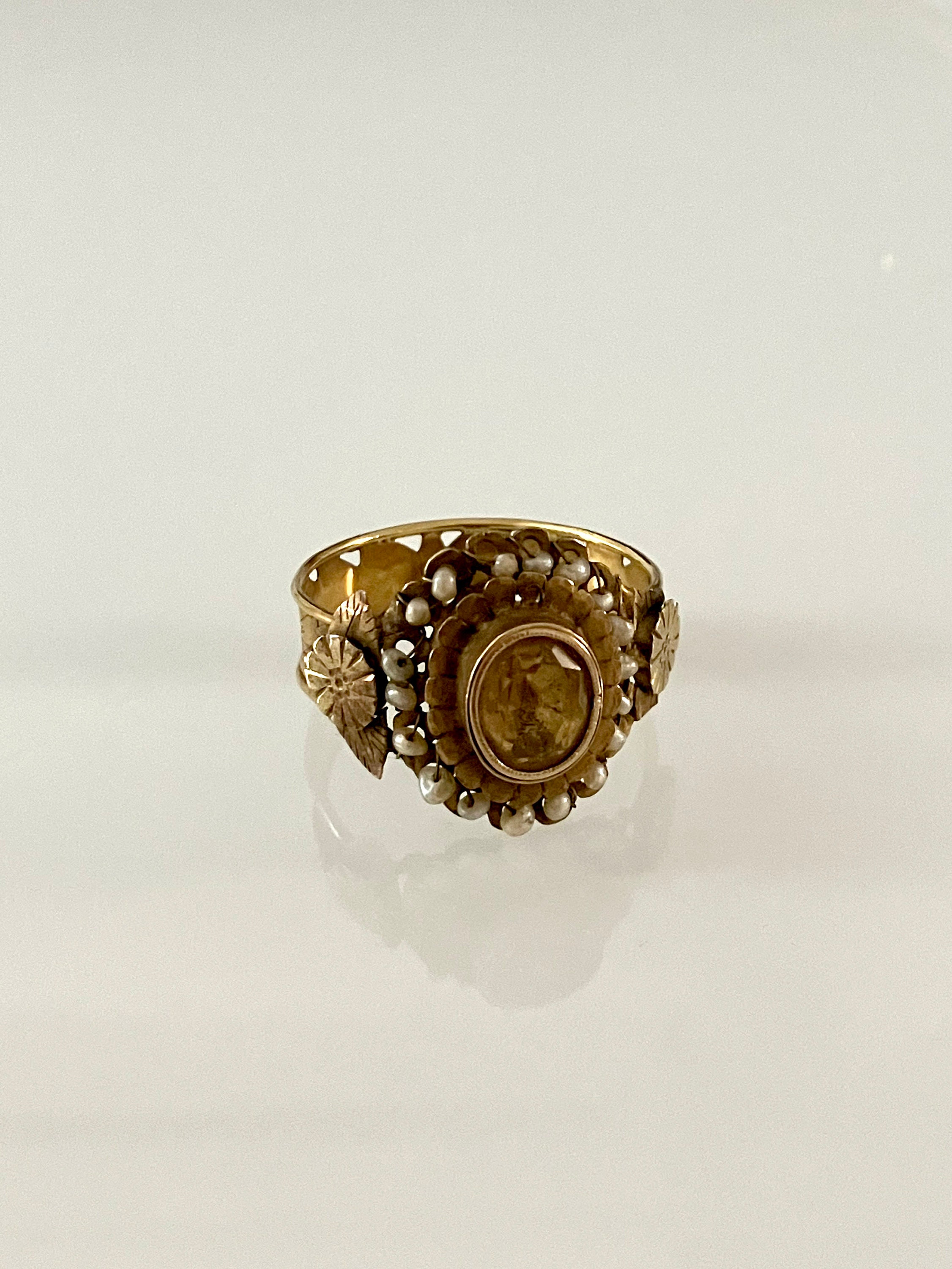 Antique 19th Century Iberian Spanish 18k Gold Topaz Pearls Ring - Etsy