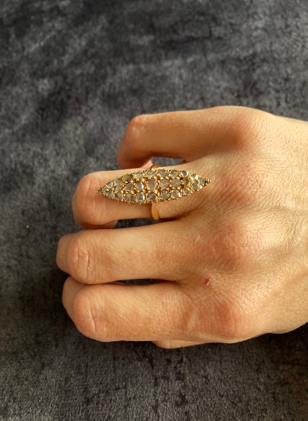 Antique 18k Gold & Diamonds Shuttle Ring - Etsy