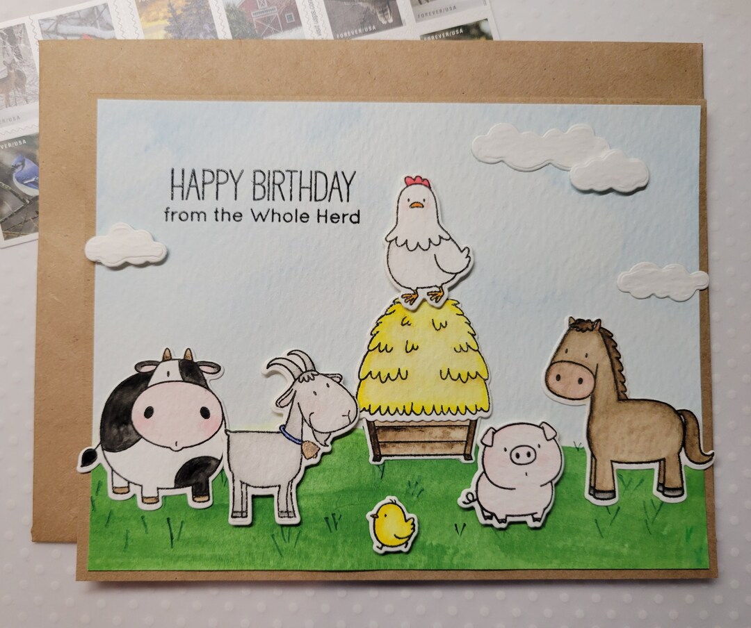 From the Whole Herd Farm Themed Card Birthday Card From Group Cow Goat ...