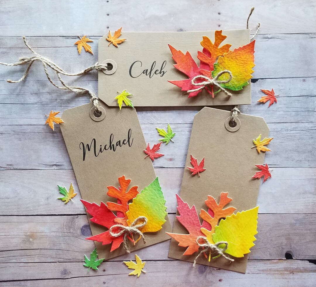 Fall Leaf Favor Tags, Autumn Wedding, Place Cards, Thanksgiving, Favor ...