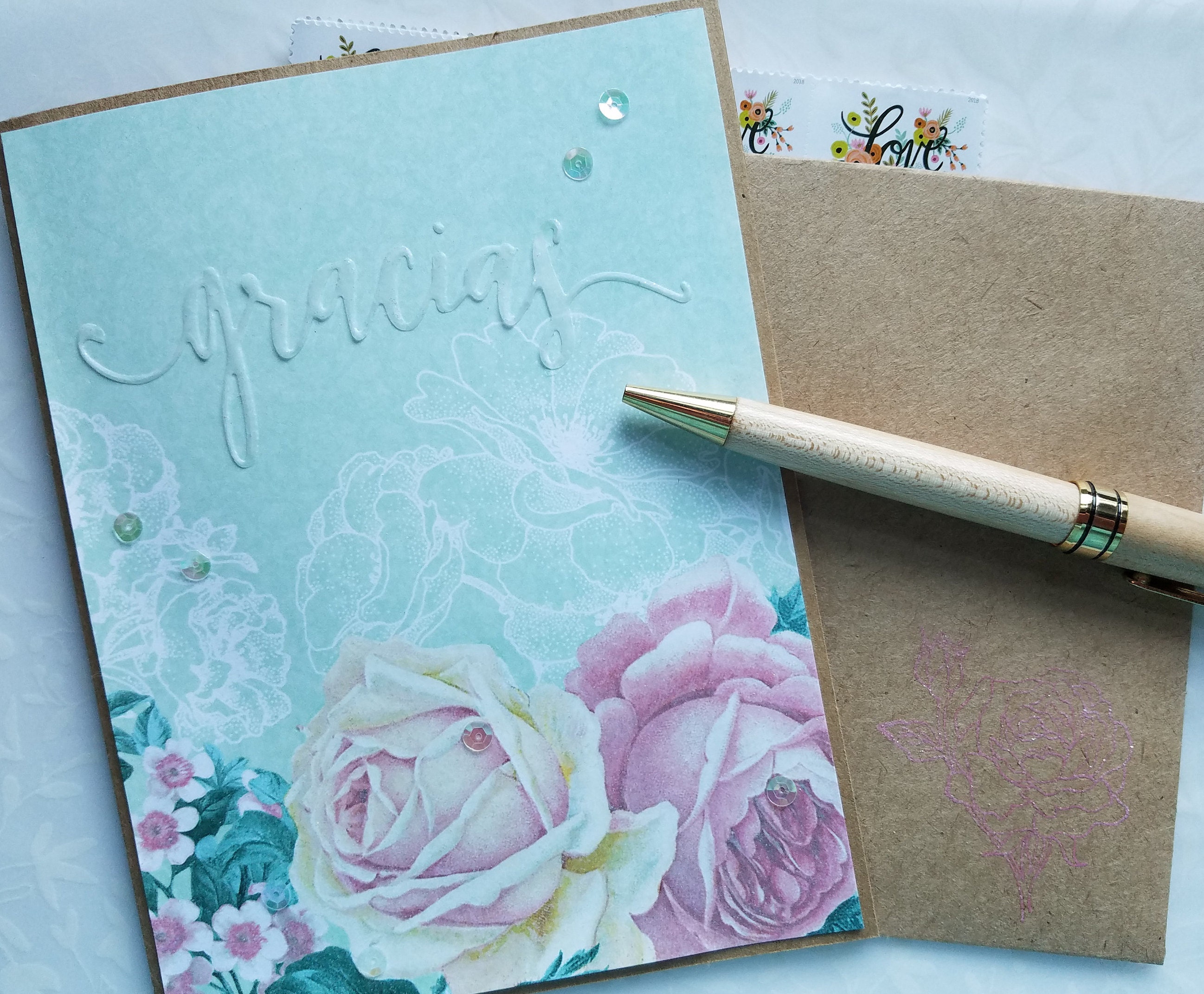 Thank You Card Gracias Card Roses and Gracias Spanish Card Spanish ...