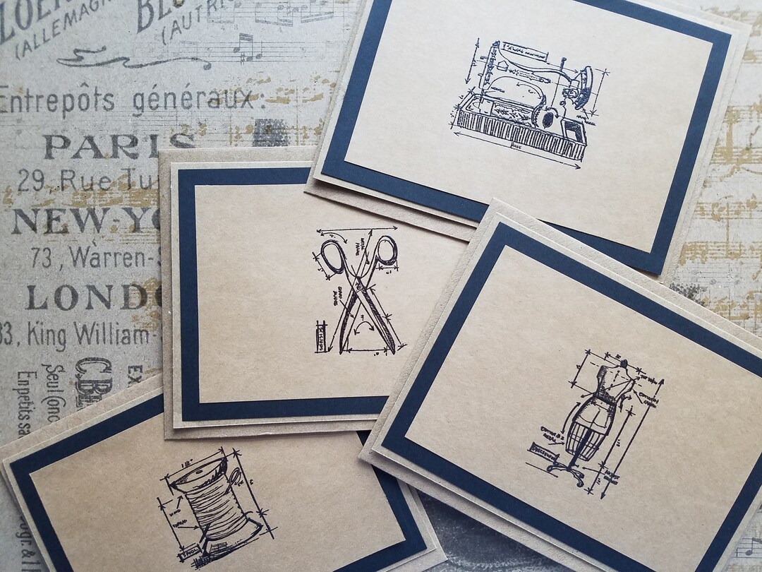 Sewing Theme Notes Sewing Notes Set of Notes Blank Note Set Sewing Note ...