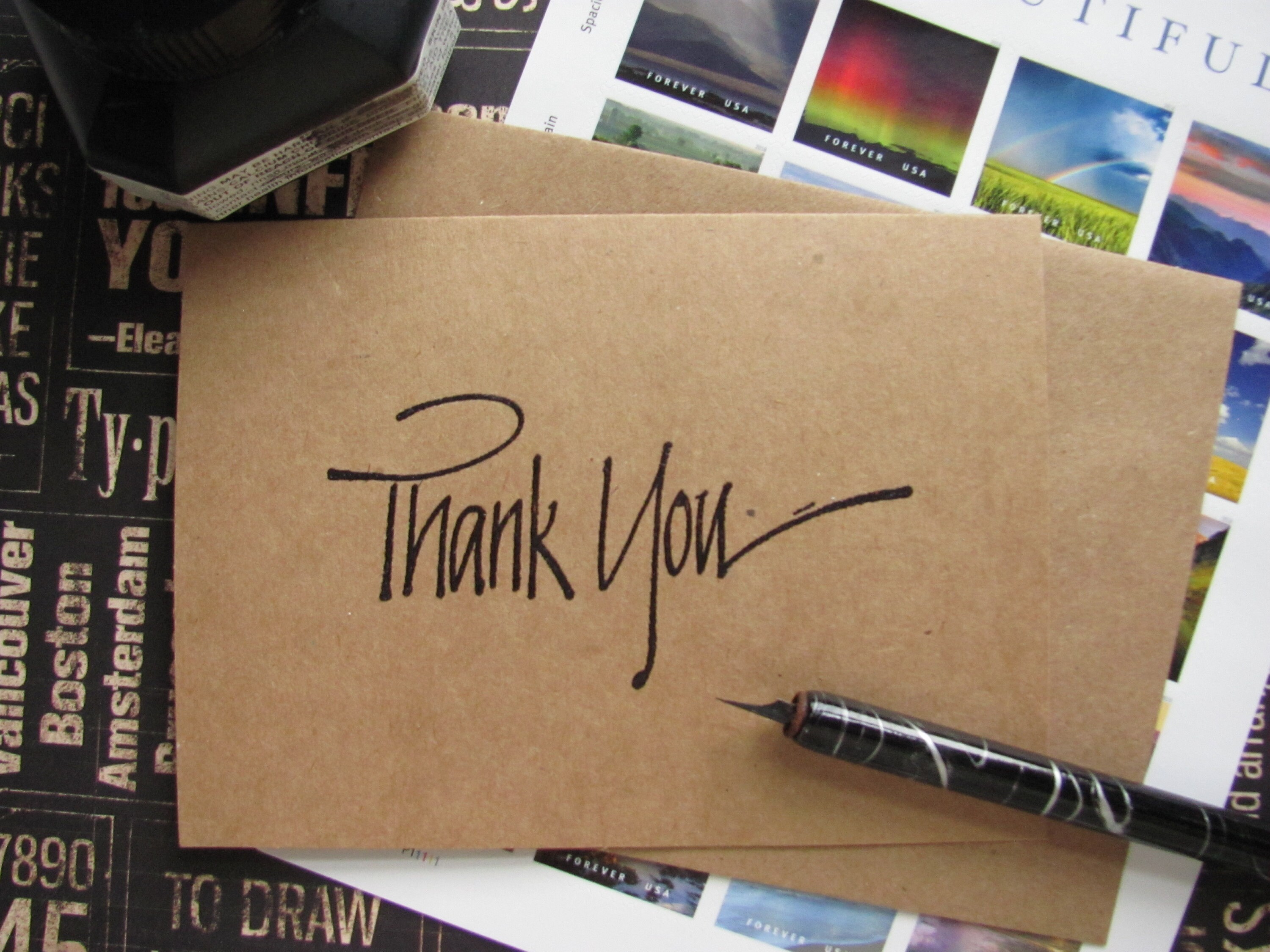 Thank You Note, Handmade Thank You, Embossed Thank You, Masculine Thank ...