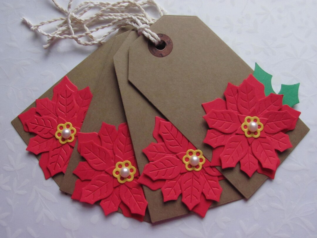 Layered Poinsettia Christmas Gift Tag Poinsettia Tag Poinsettia Favor ...
