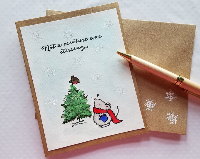 Cute Christmas Card,handcrafted Card,christmas Mouse,not a Creature,was ...