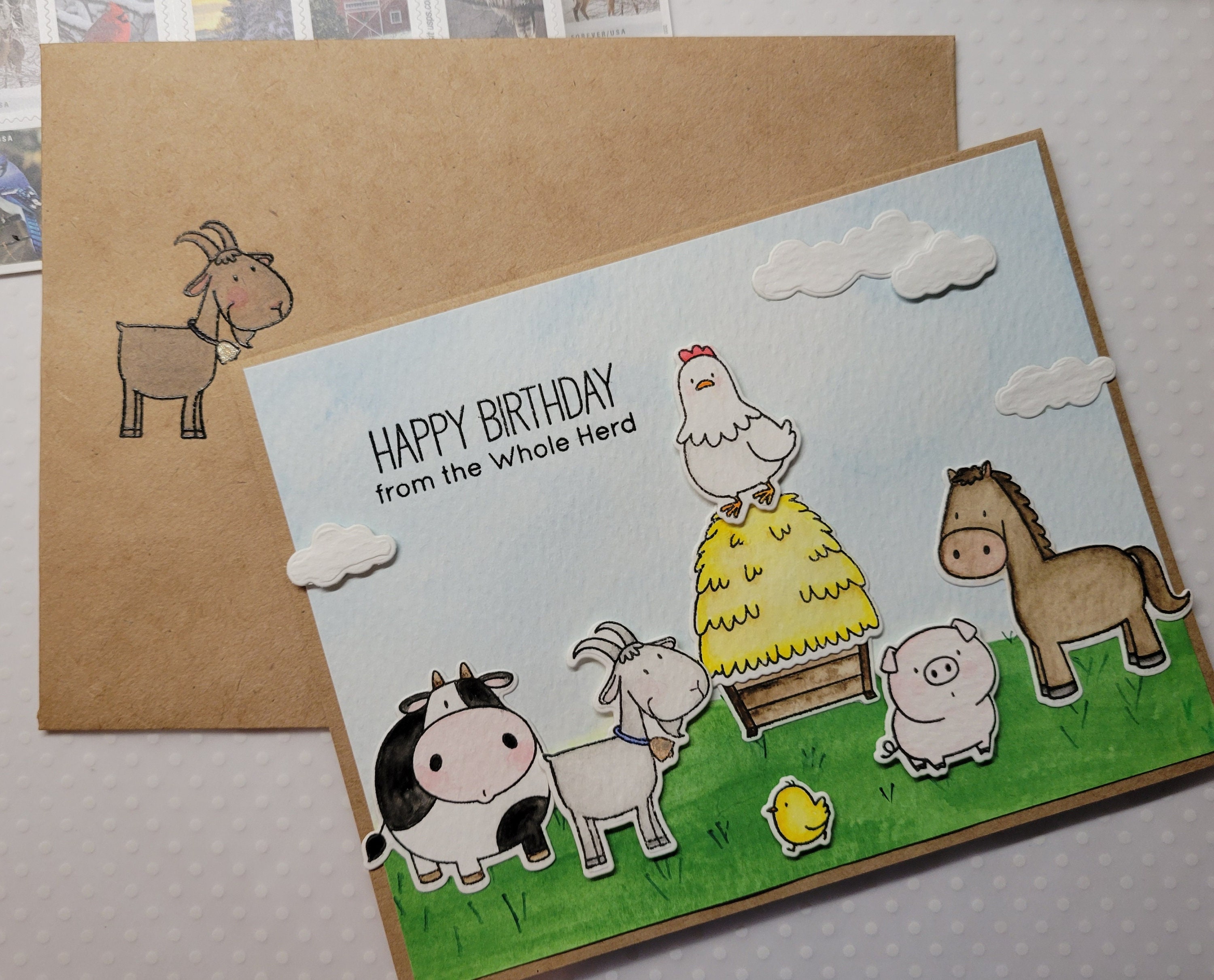 From the Whole Herd Farm Themed Card Birthday Card From Group Cow Goat ...