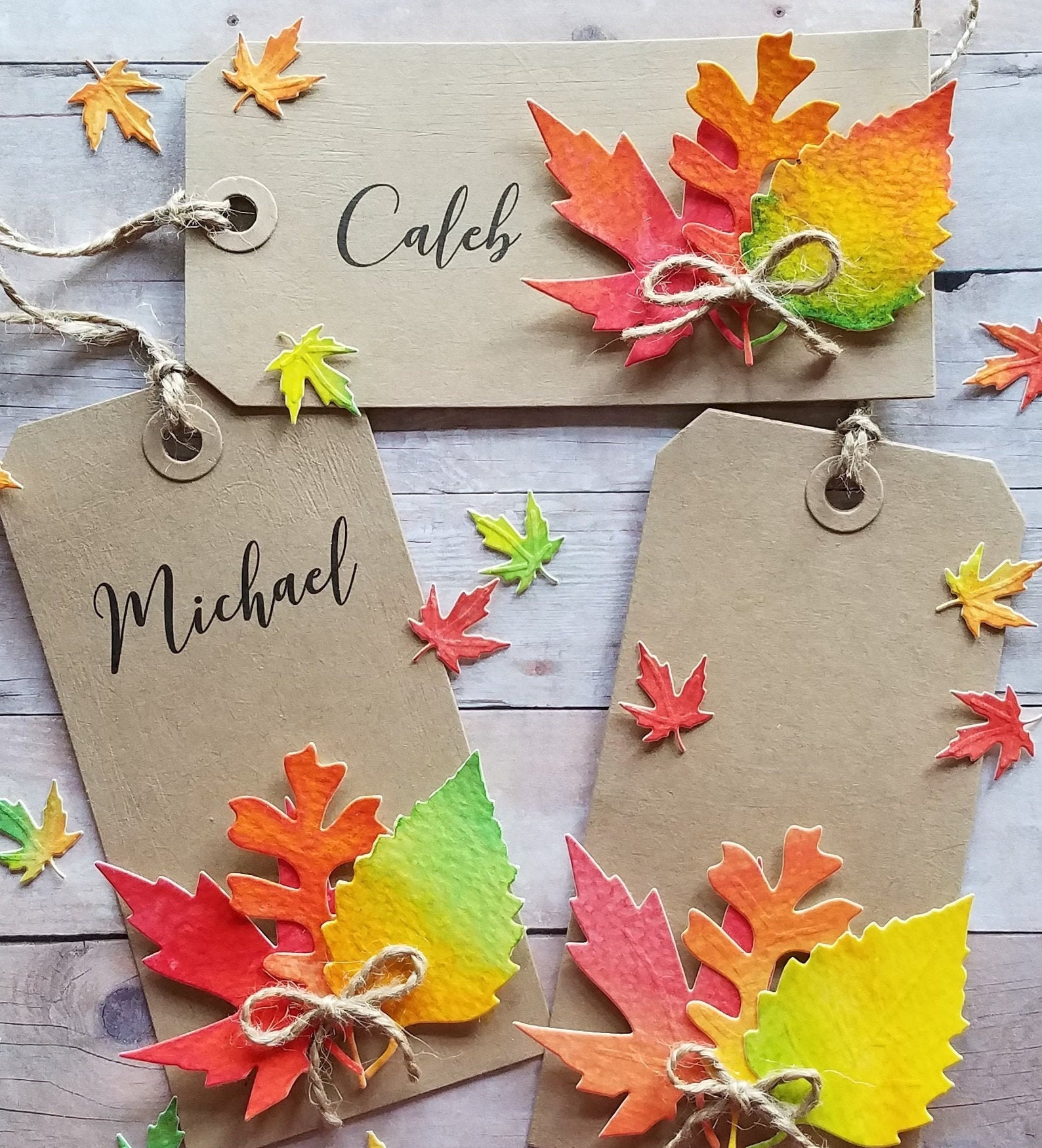 Fall Leaf Favor Tags, Autumn Wedding, Place Cards, Thanksgiving, Favor ...