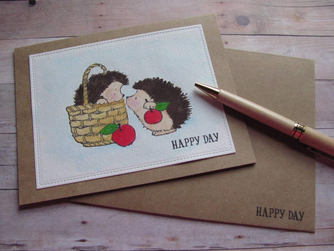 Happy Day Card, Hedgehog Happy Day, Watercolor Card, Handmade Card ...