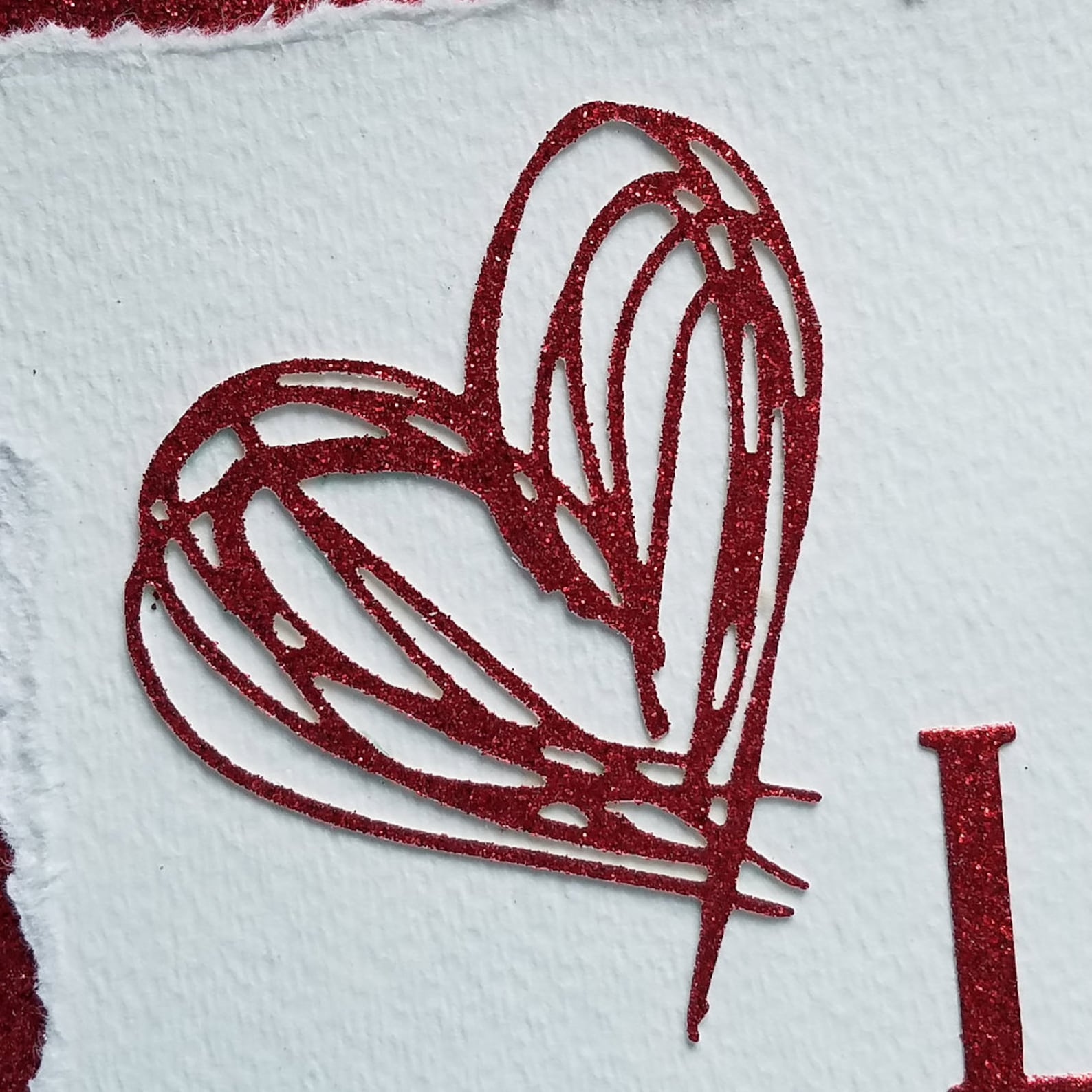 Scribble Heart Love You Love You Card Red Sparkle Heart - Etsy