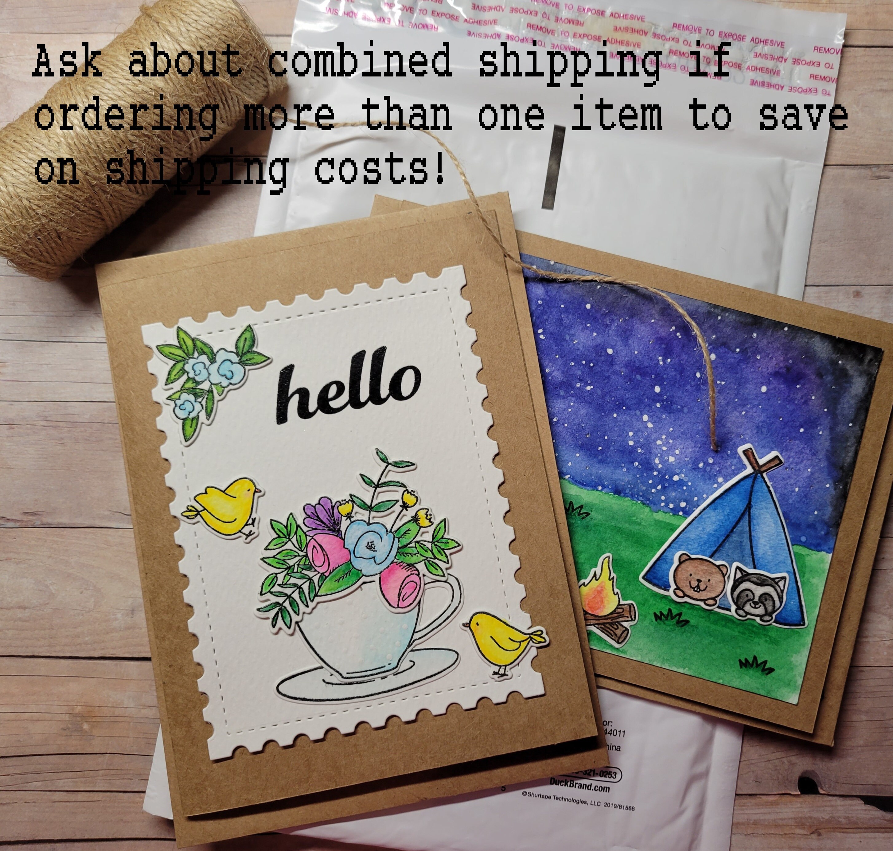 Garden Greeting Card, Garden Theme Card, Birds and Flowers, Watercolor ...