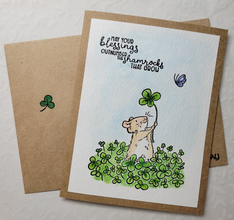St Patricks Day Cute Critter Card St Paddys Day Shamrock Card ...