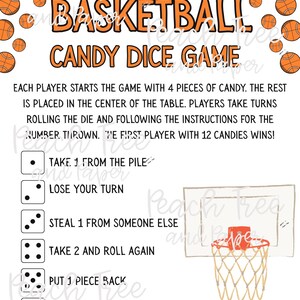 Basketball Candy Dice Game – Printable Party Activity (PDF)- Finals ...
