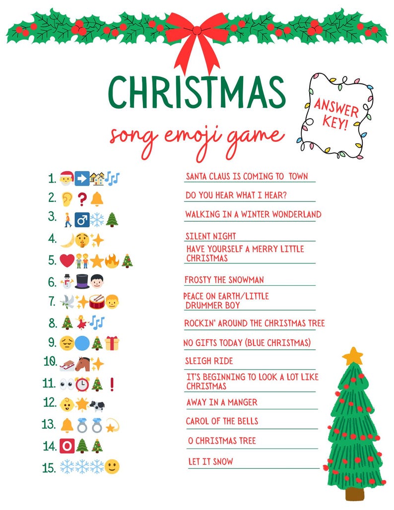 Christmas Emoji Game | Holiday Party Activity (instant Download) - Etsy
