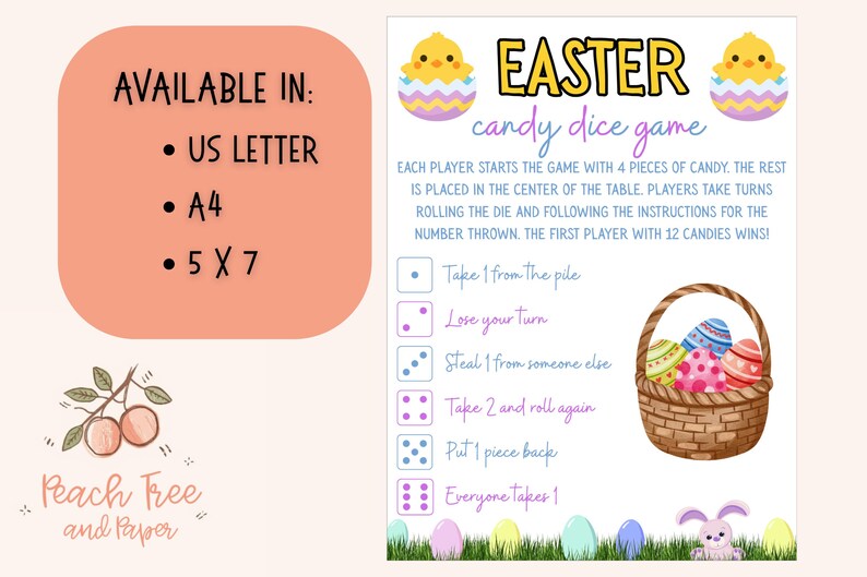 Easter Candy Dice Game – Family Fun Activity (instant Download) - Etsy