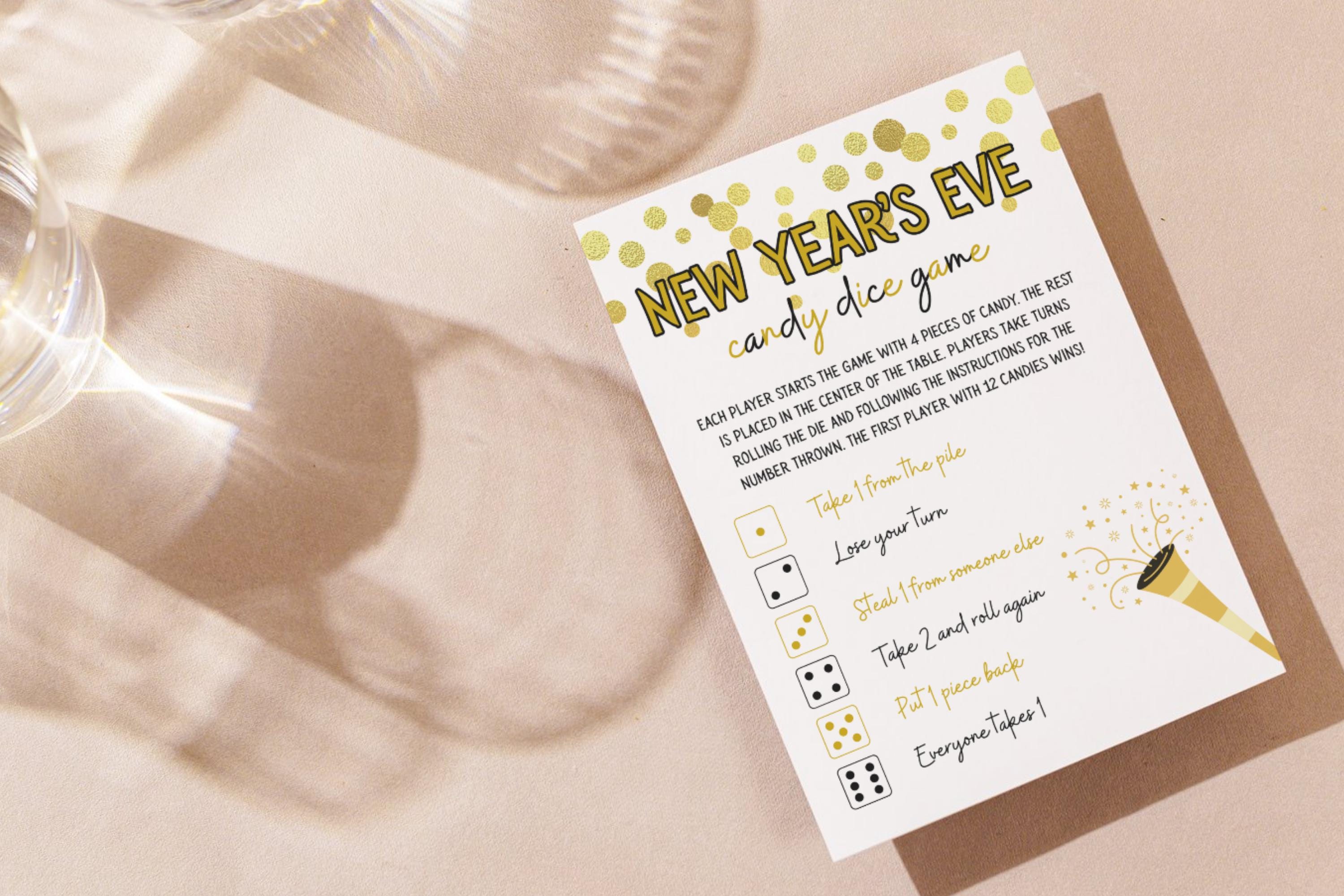 New Year's Eve Candy Dice Game – Printable Party Activity (PDF) - Etsy