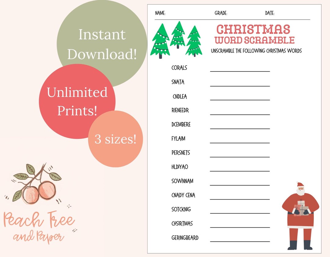 Printable Christmas Word Scramble Game: Holiday Family Activity ...