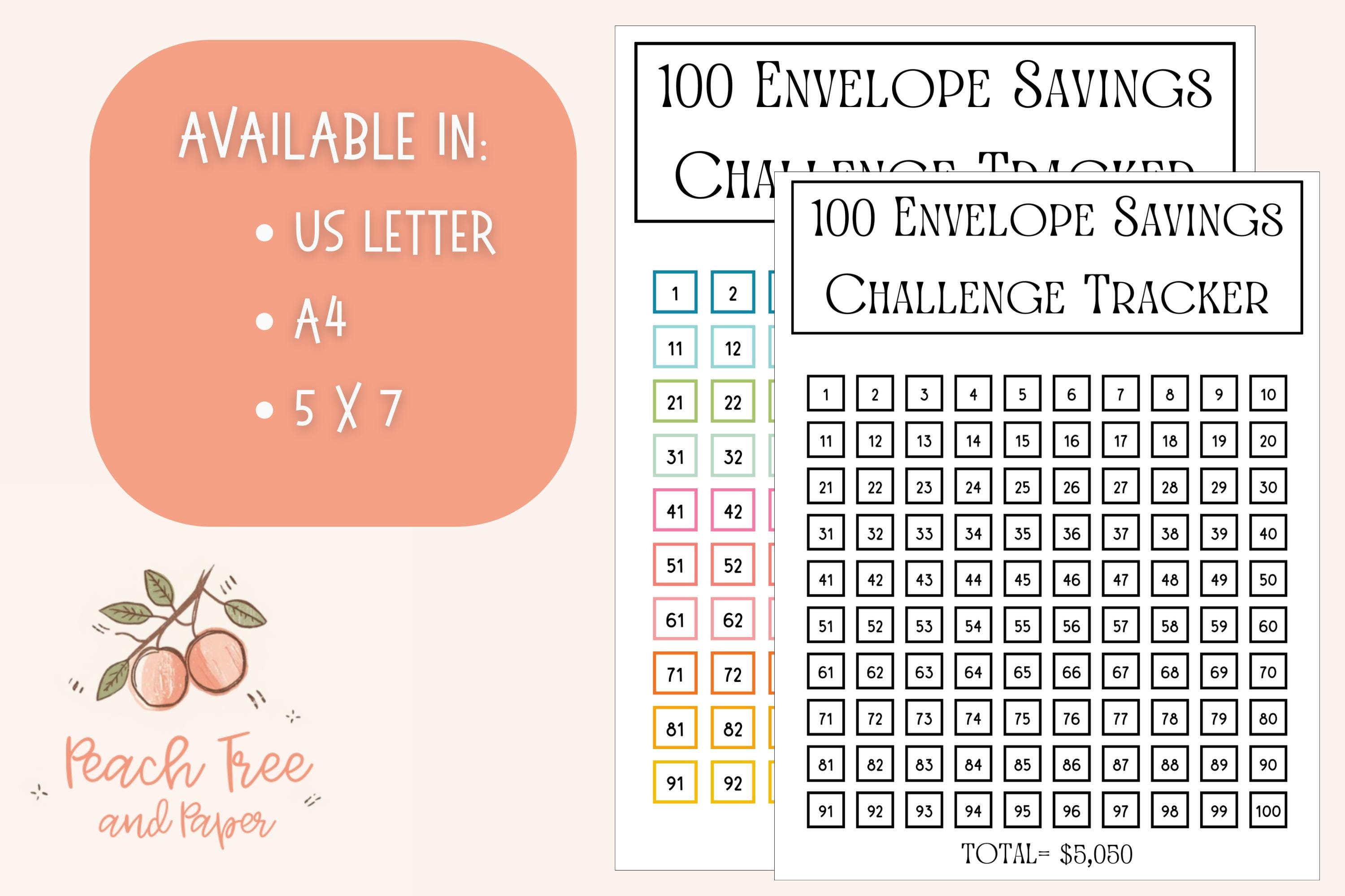 100 Envelope Savings Challenge Printable Tracker (digital Download ...