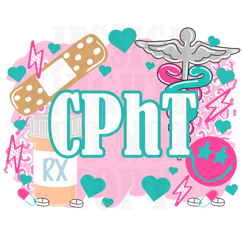 Cpht PNG Trendy Preppy Cheetah Pink Digital Shirt Print Pharmacy Tech RX Pharmacist Bandaid Pill ...