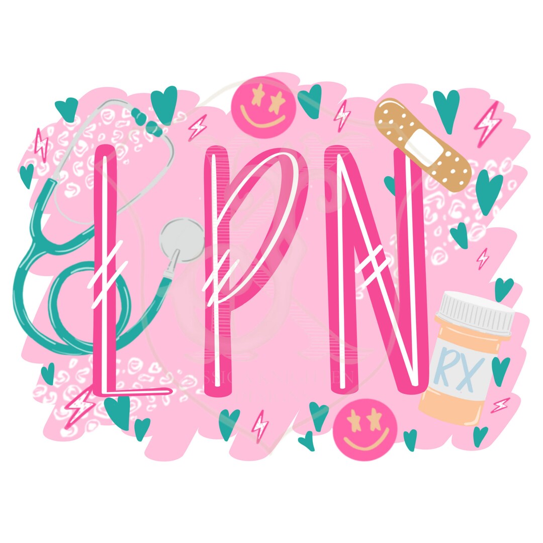 LPN Preppy Design Digital File - PNG - Transparent Background - Nursing ...