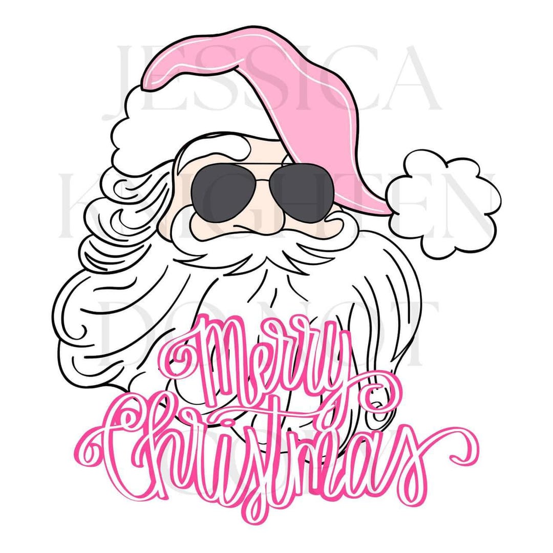 Preppy Pink Santa Christmas PNG, Hand Drawn, 300 DPI, Trendy, Holidays ...