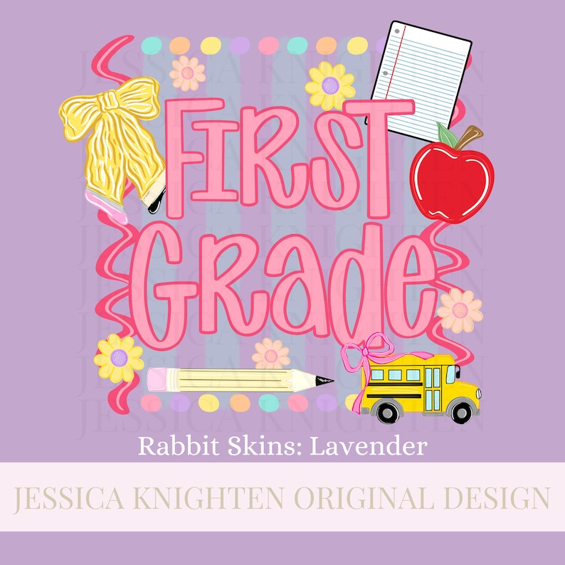 First Grade PNG Digital Design Girly Swirly Trendy Back to School Files ...