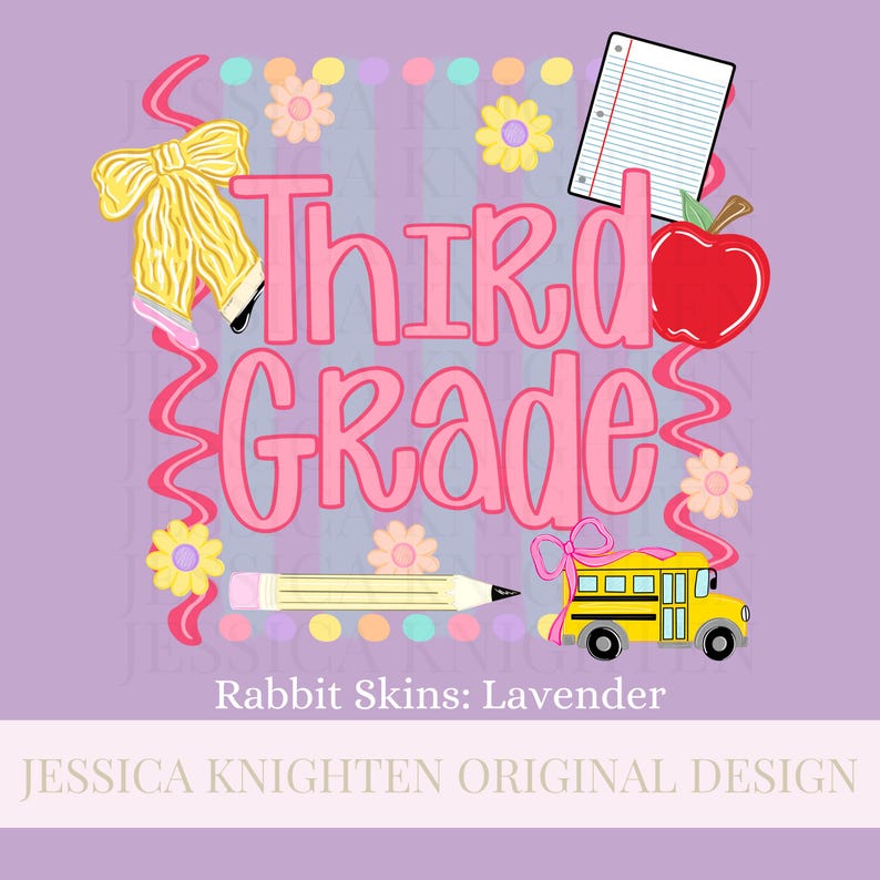 Third Grade PNG Digital Design Girly Swirly Trendy Back to School Files ...