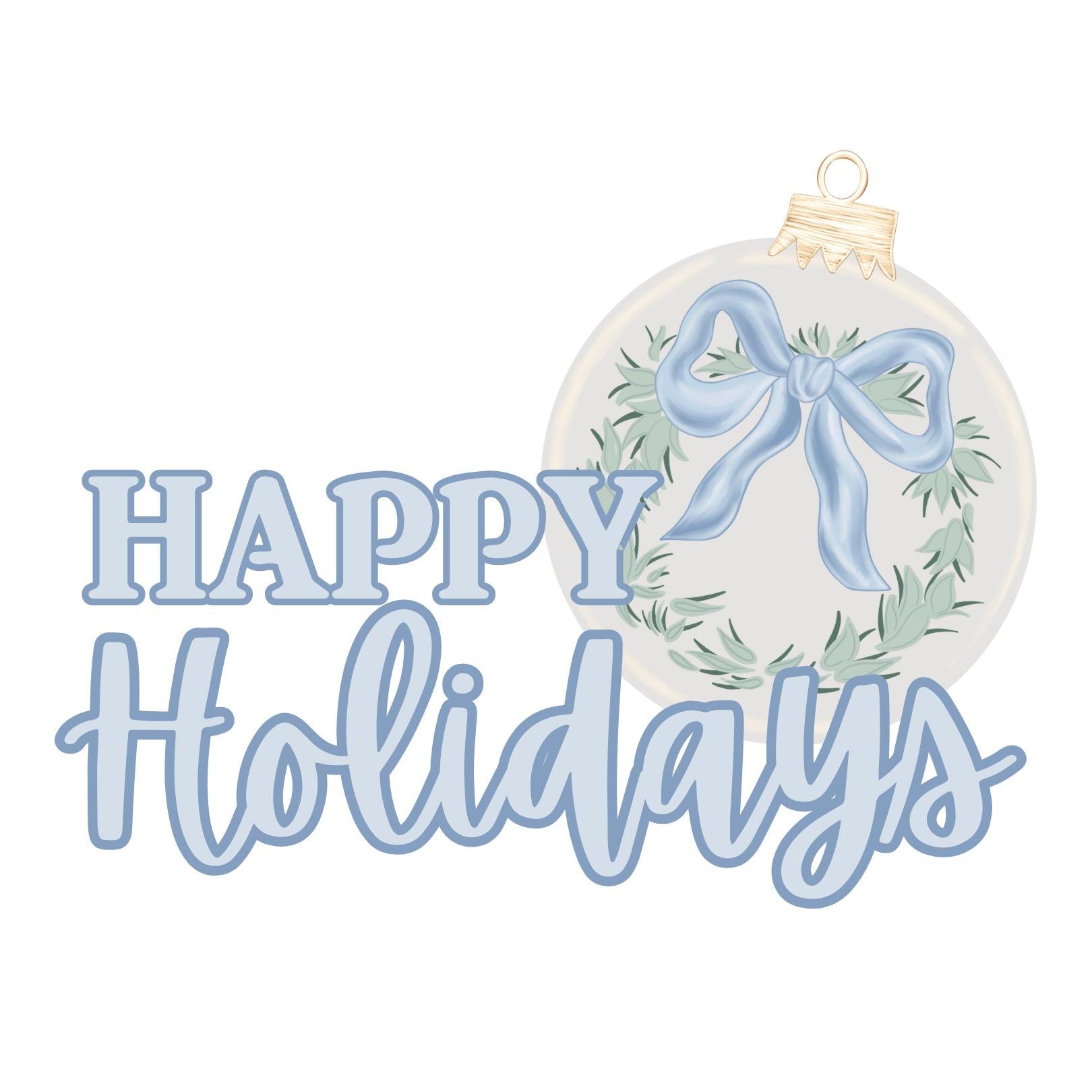 Happy Holidays Bow Preppy Christmas PNG Hand Drawn 300 DPI Trendy Jolly ...