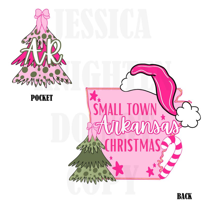 Small Town Arkansas Christmas Bow Pink Trendy PNG 300 DPI Preppy Tree ...