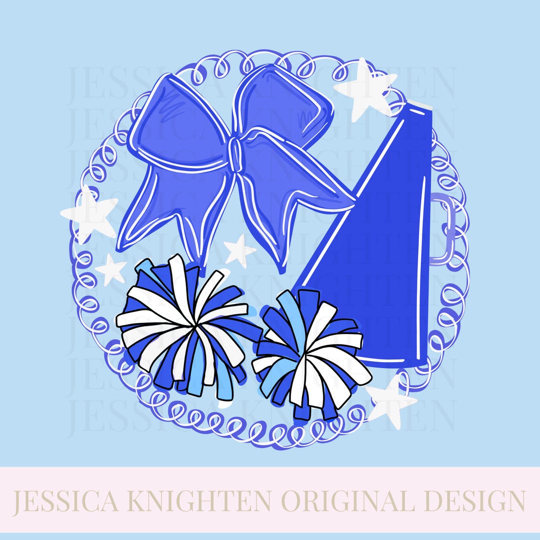 Cheer Hand Drawn Sublimation PNG Digital File Trendy Preppy Bow ...