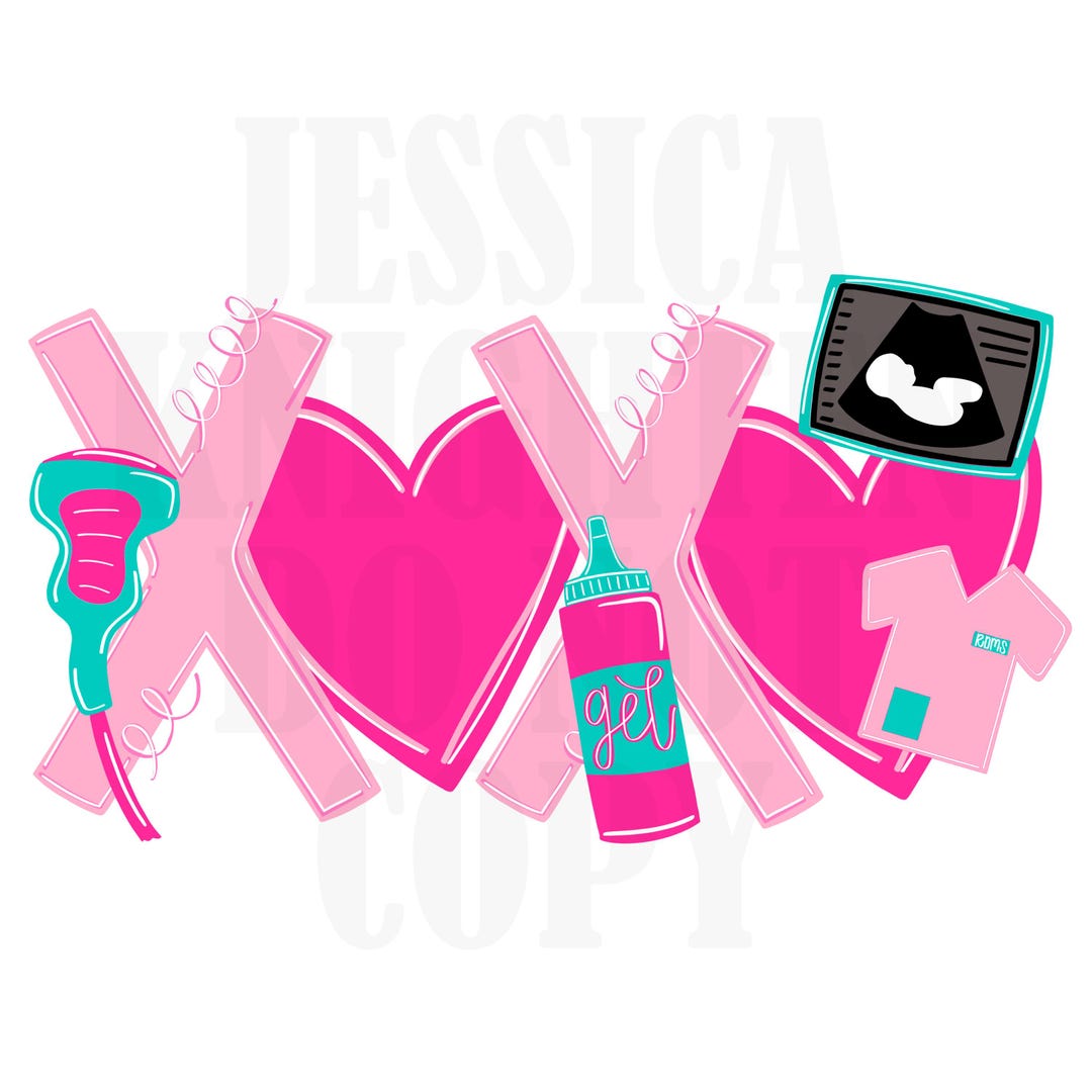Ultrasound Tech Digital Lips Preppy Valentines PNG Pink XOXO Love ...