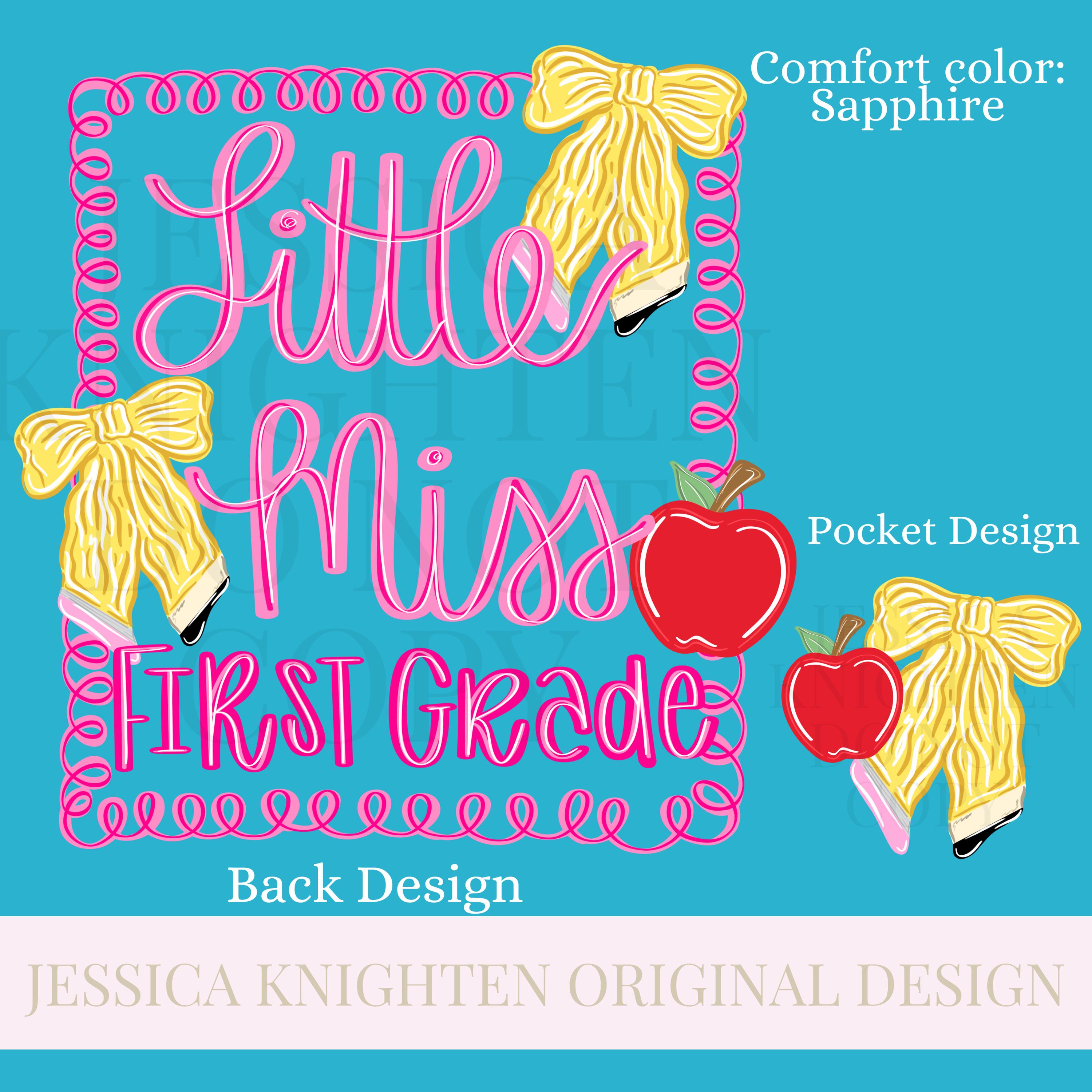 Little Miss First Grade PNG Digital Design Girly Swirly Trendy Pocket ...