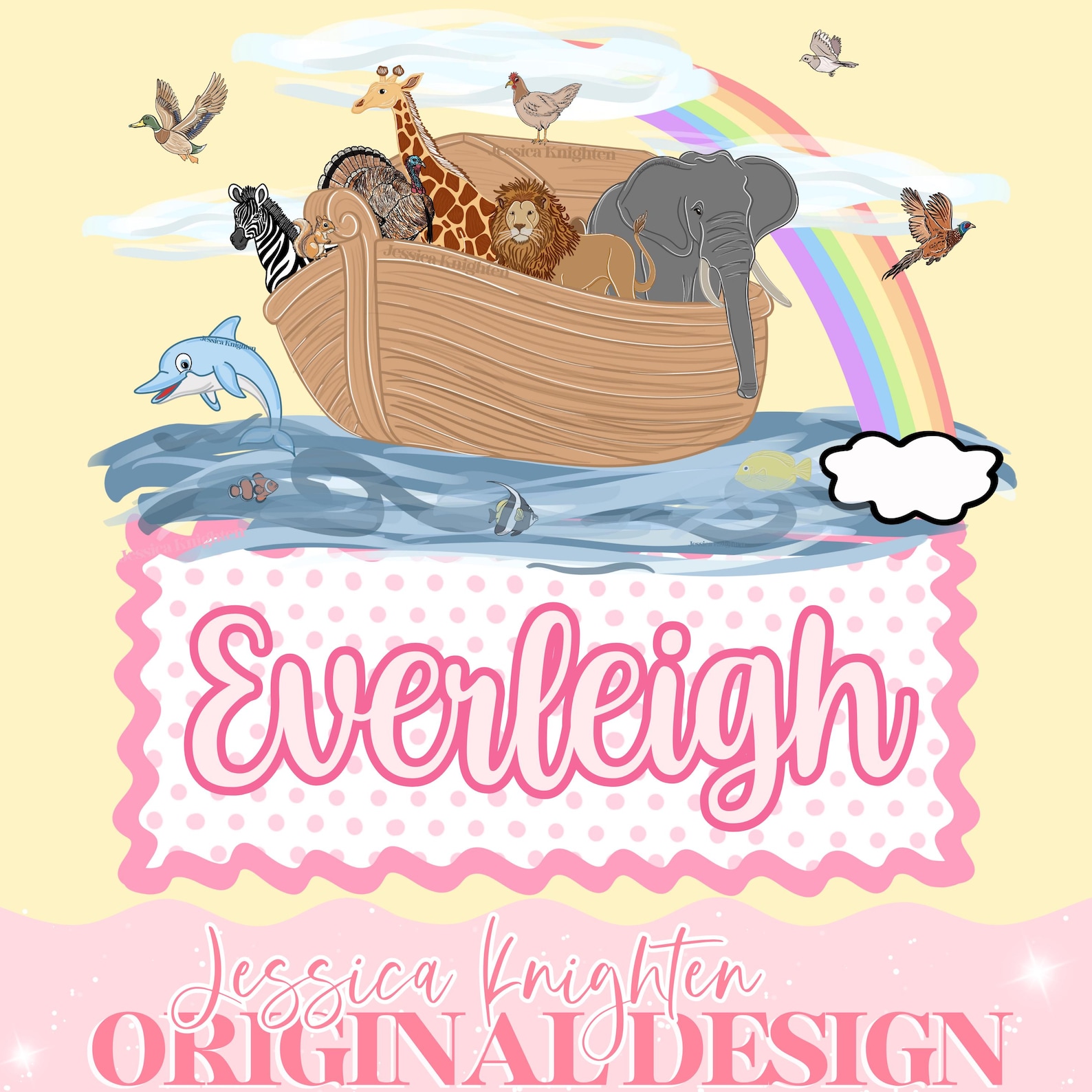 Noah's Ark Design Swiss Dot Name Plate Love Kids Children PNG ...
