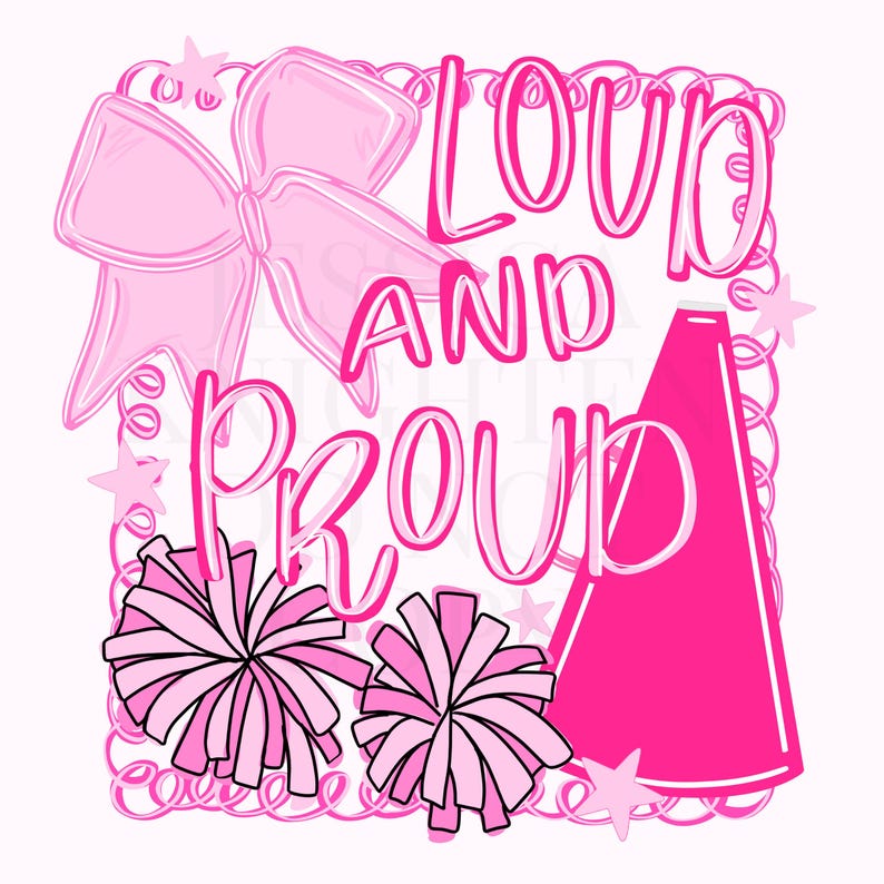 Cheer Hand Drawn Sublimation PNG Digital File Trendy Preppy Bow ...