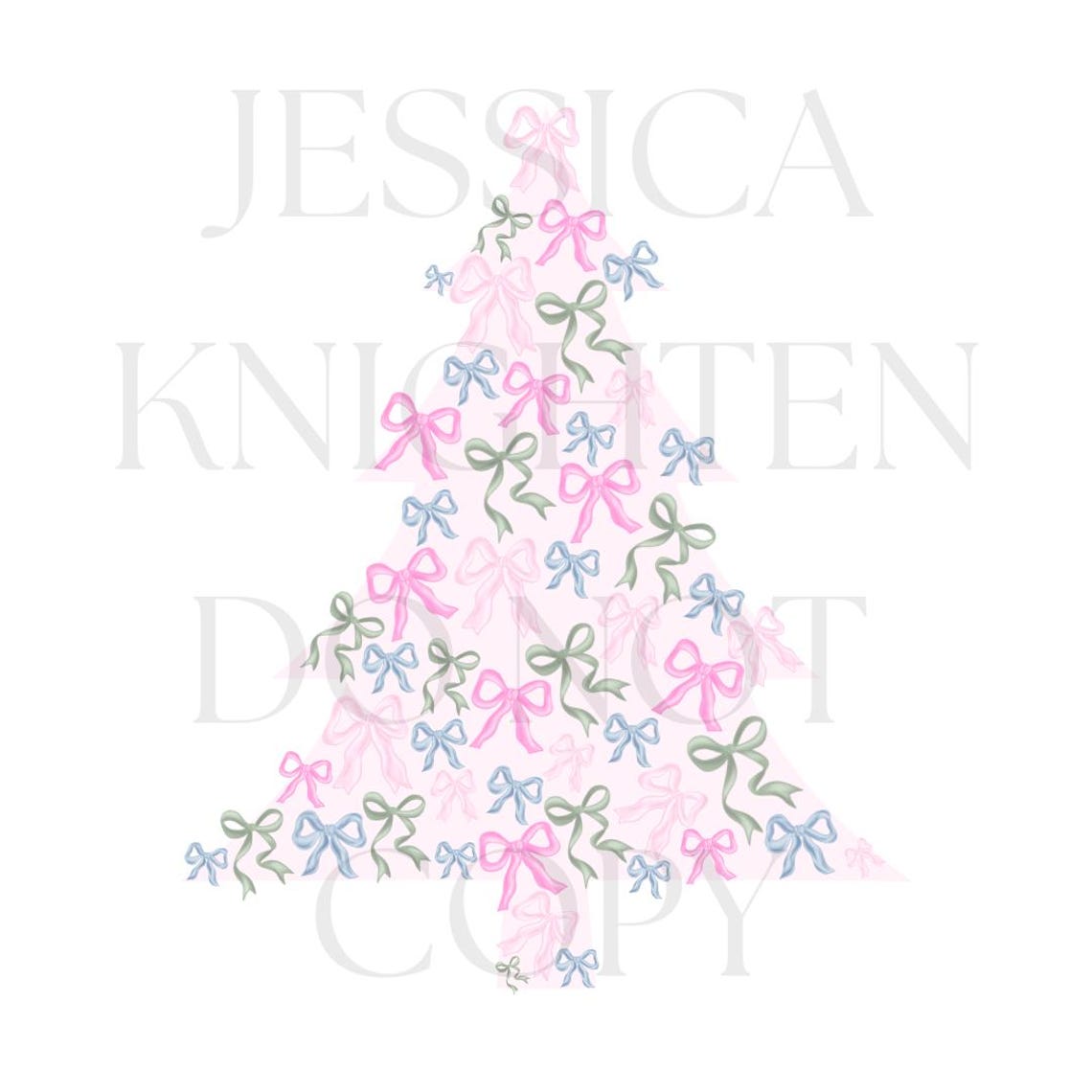 Bow Tree Preppy Christmas PNG, Hand Drawn 300 DPI Trendy Holidays Ho Ho ...