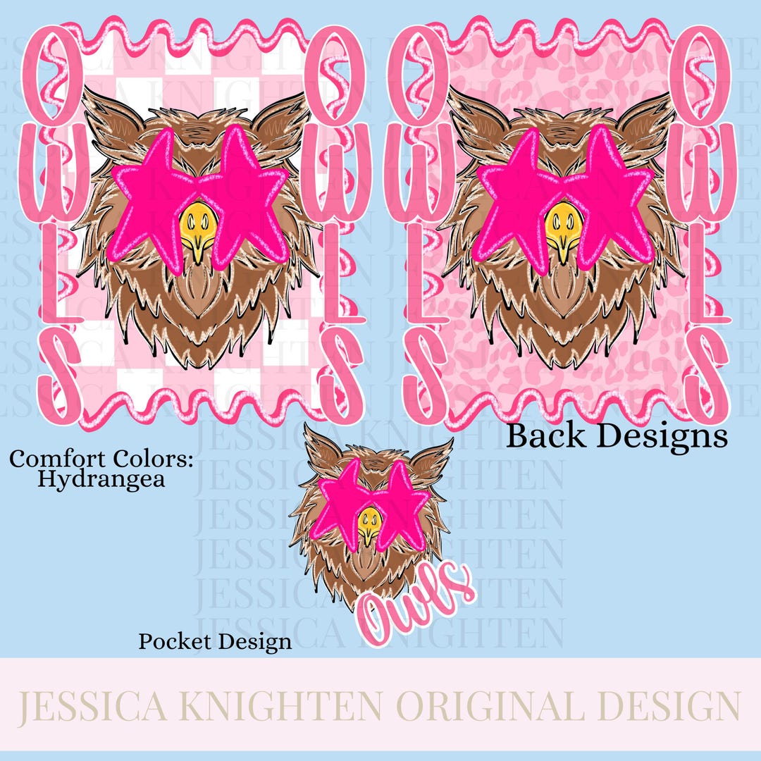 Owls Preppy Team PNG Transparent Digital Football Pink Trendy Mascot ...