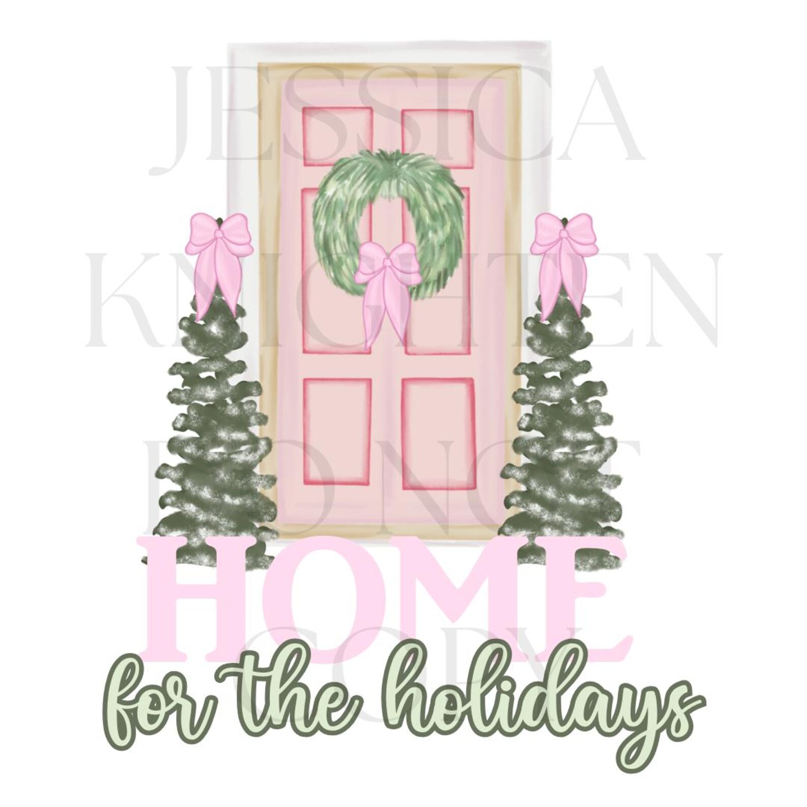 Home Preppy Christmas PNG, Hand Drawn 300 DPI Trendy Holidays Ho Ho Ho ...