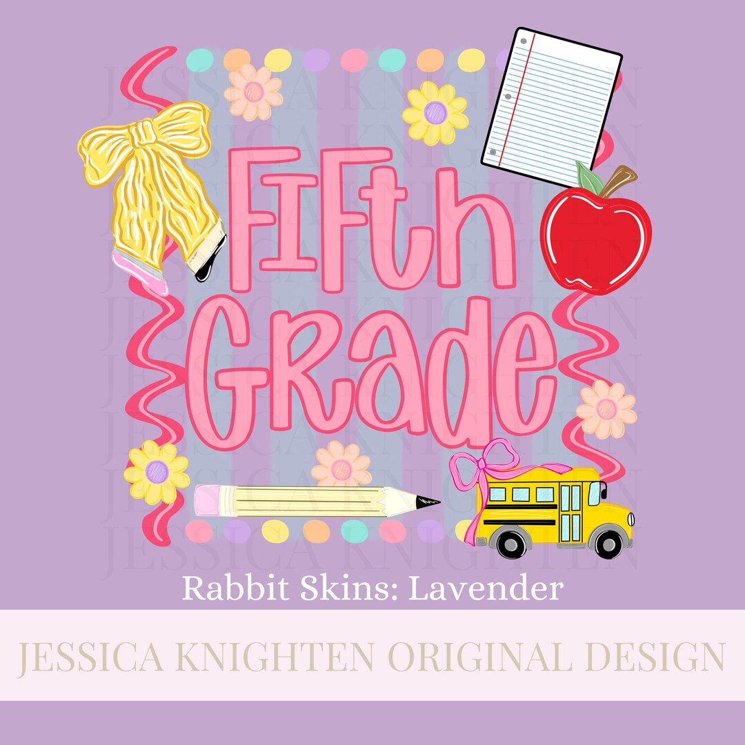 Fifth Grade PNG Digital Design Girly Swirly Trendy Back to School Files ...