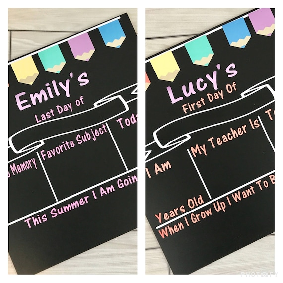 First and Last Day of School Chalkboard Personalized School | Etsy
