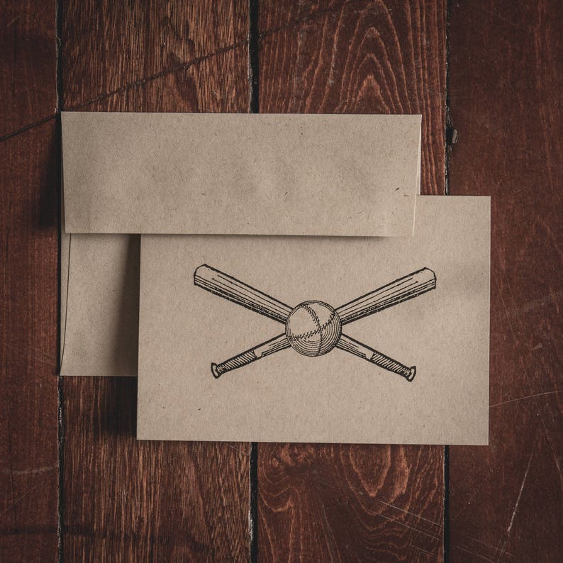 Baseball Stationery Folded Note Cards set of 8 Cards & - Etsy