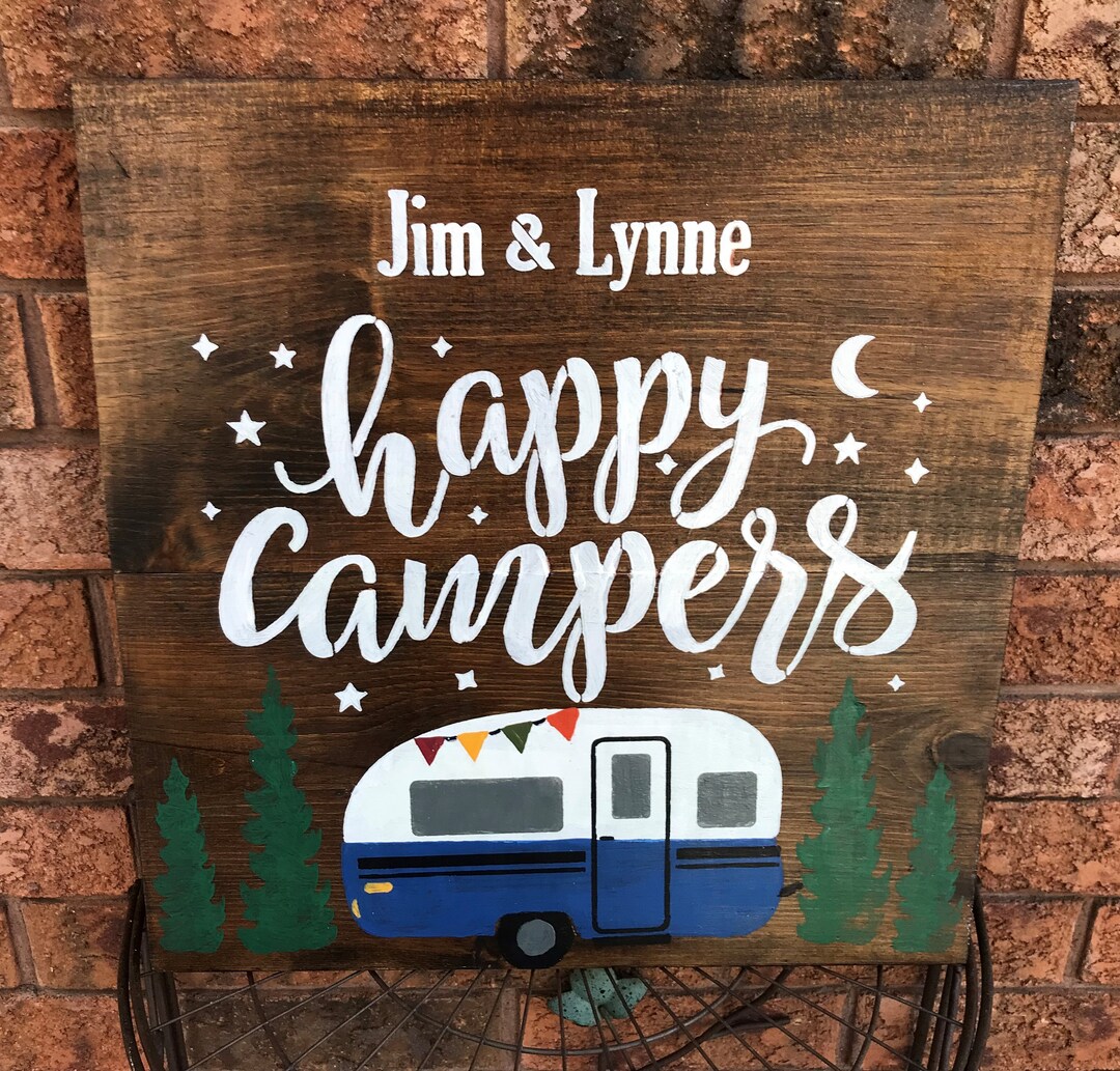 HAPPY Campers/trailer Sign/camp Post Sign/trailer Name Sign/camping ...