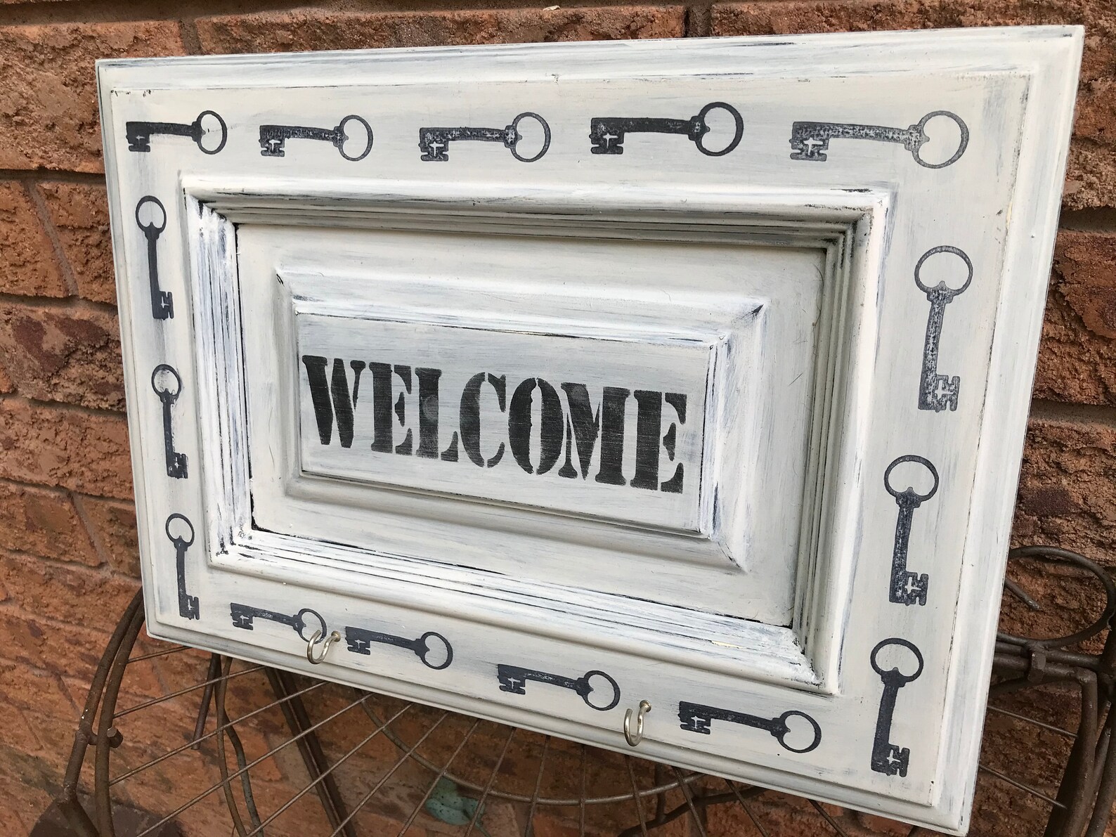 WELCOME/KEY HOOK Sign/refurbished Cabinet /skeleton Key | Etsy Canada