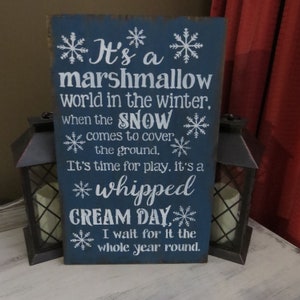 It's a MARSHMALLOW WORLD in the Winter/christmas Lyric Sign/music Lover ...