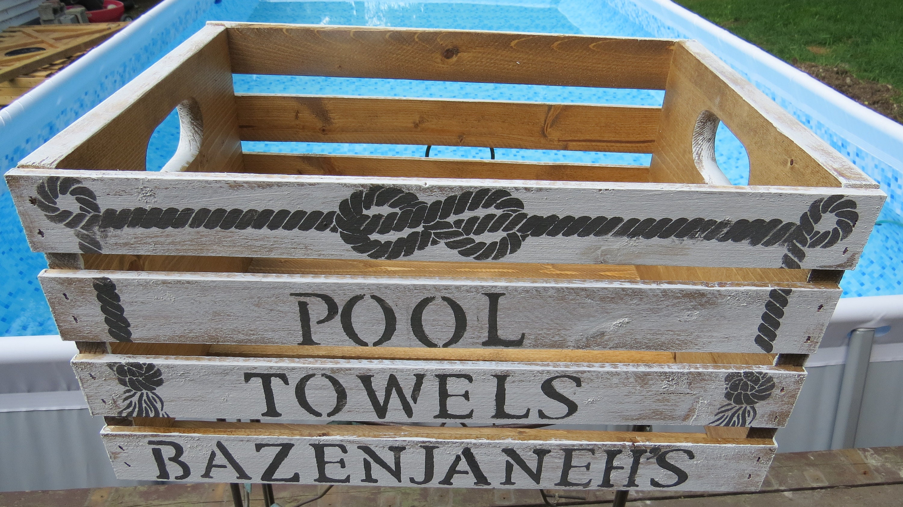 PERSONALIZED Wood Crate/gift Basket/pool Towel/beach - Etsy