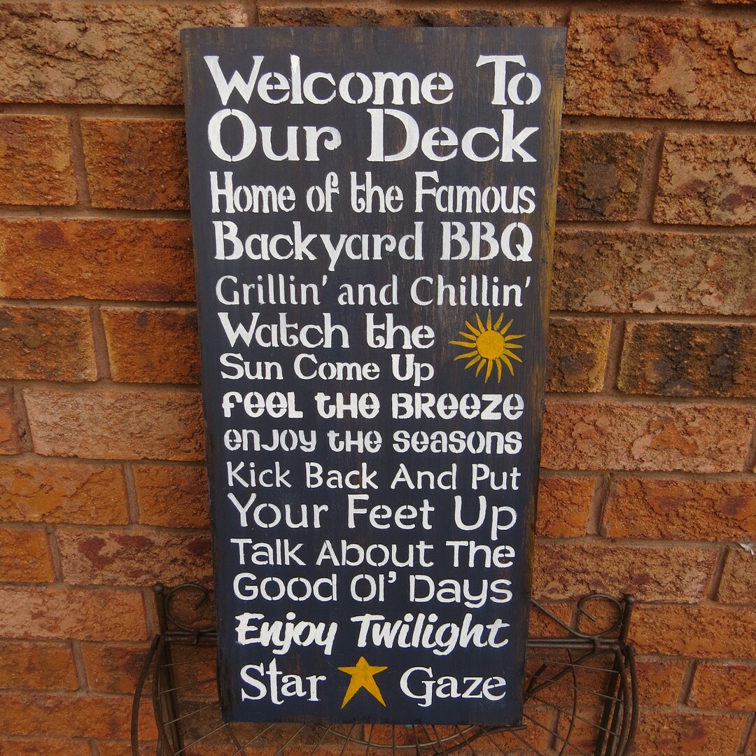 DECK Sign/patio Sign/deck Rules Outdoor Sign/housewarming Gift - Etsy ...