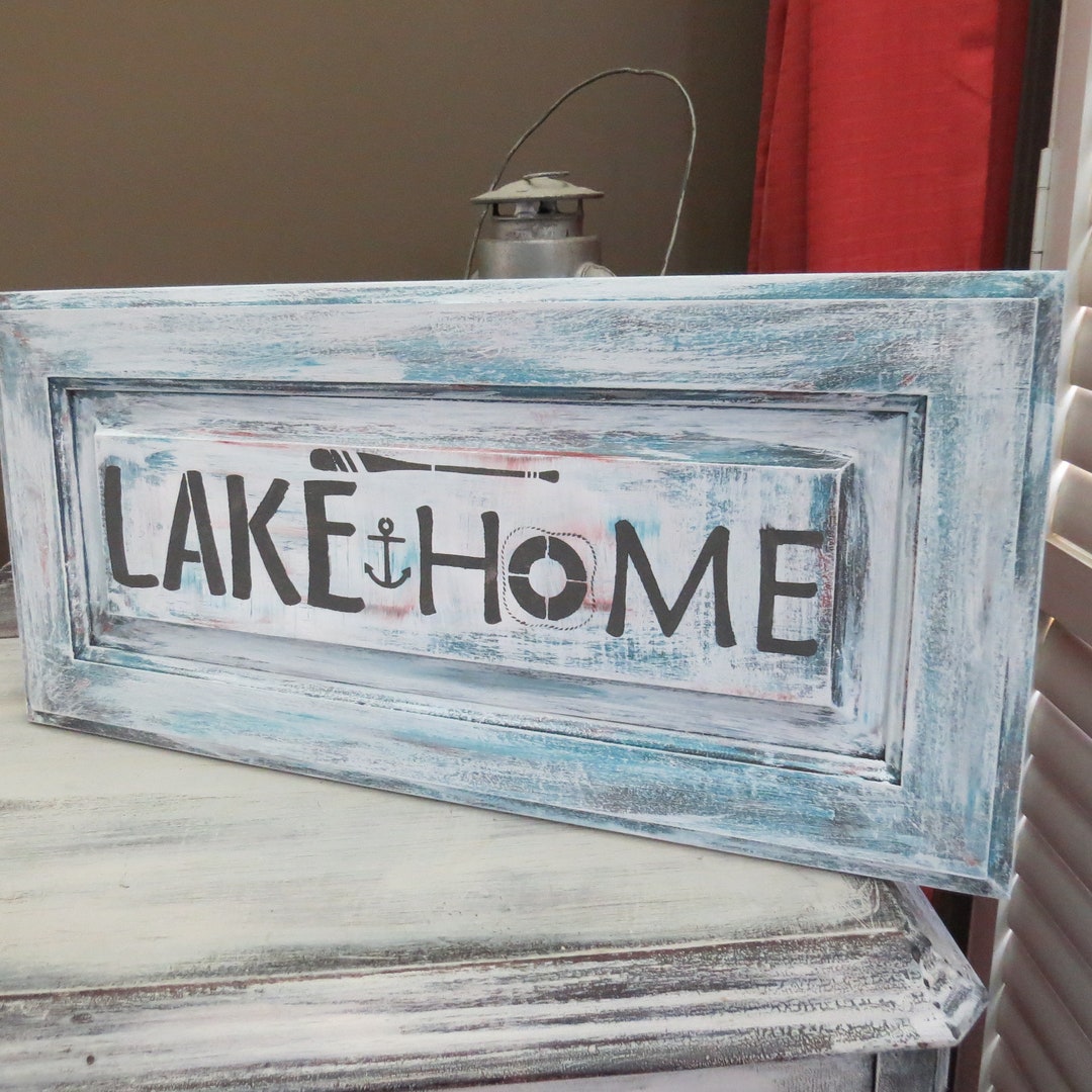 NAUTICAL Sign/ LAKE Home Sign/entrance Decor/mantle Sign/repurposed ...